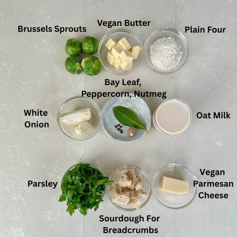Crispy Roasted Brussels Sprouts With Vegan Cheese Sauce- Kitchen and ...