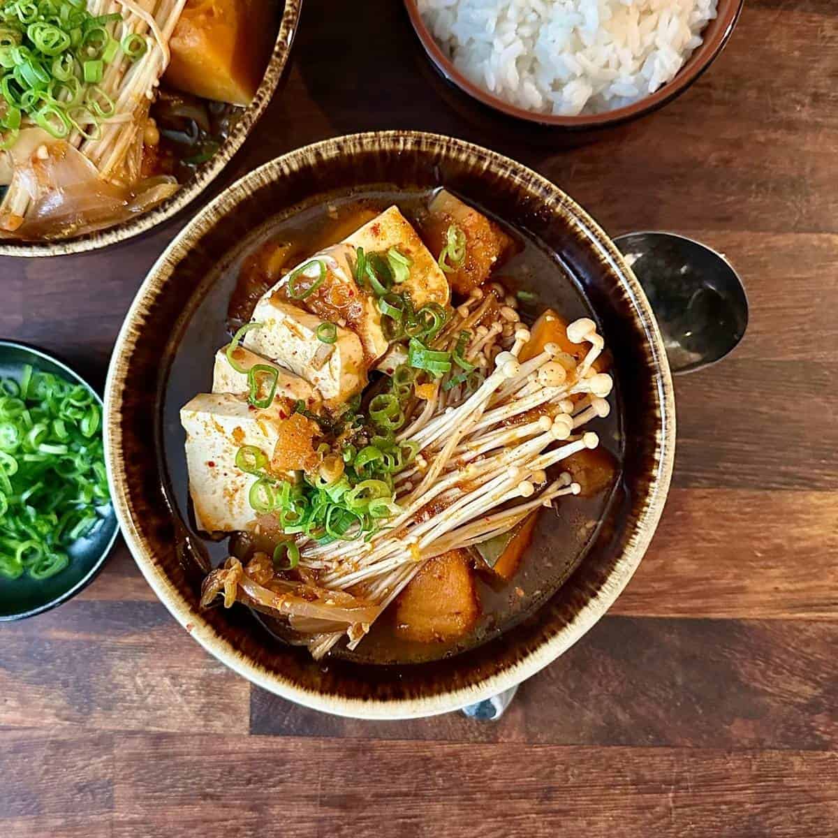 Veggie Kimchi Jjigae - Korean Kimchi Stew with Tofu & Pumpkin